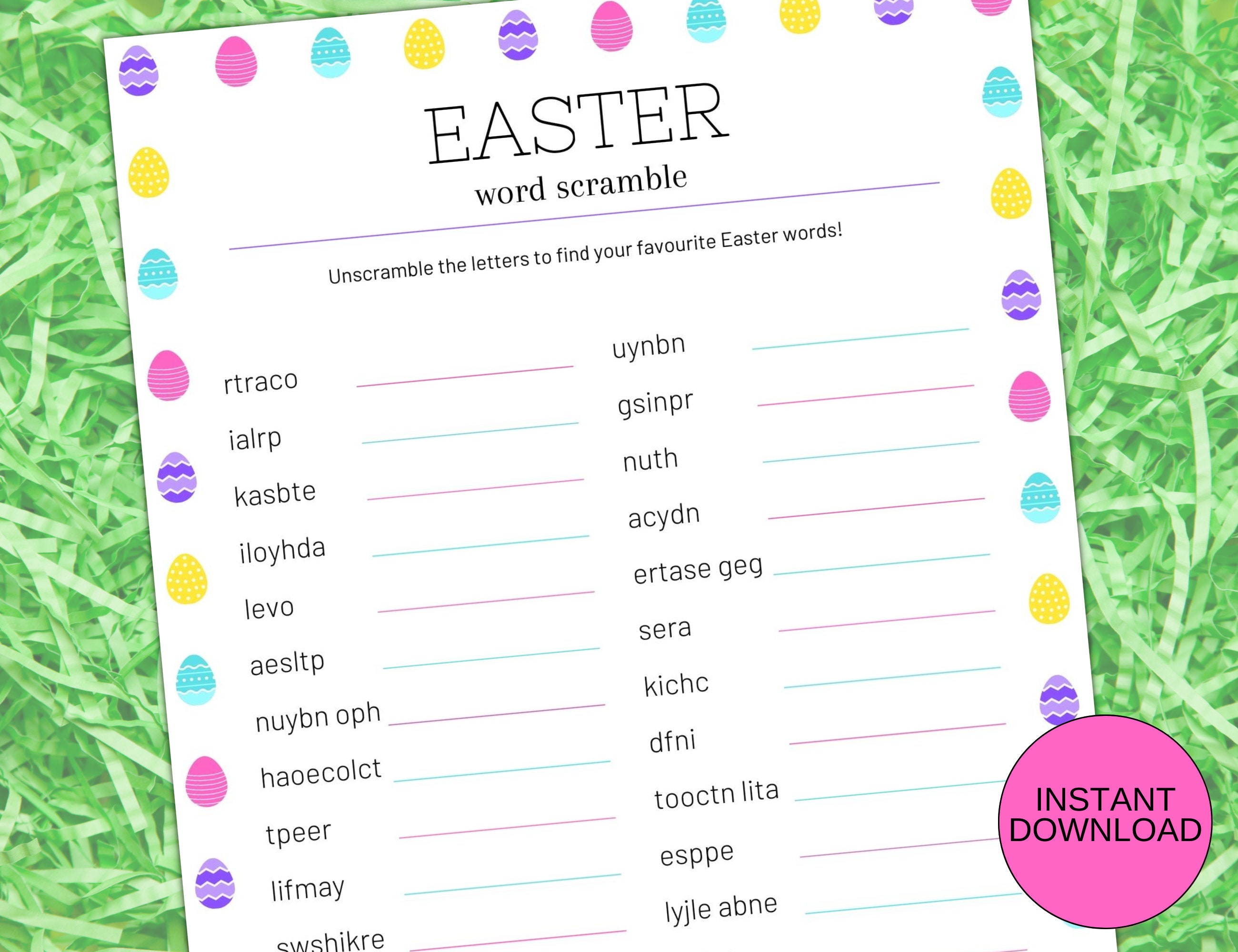 Easter Word Scramble Printable Game With Answer Key - Etsy