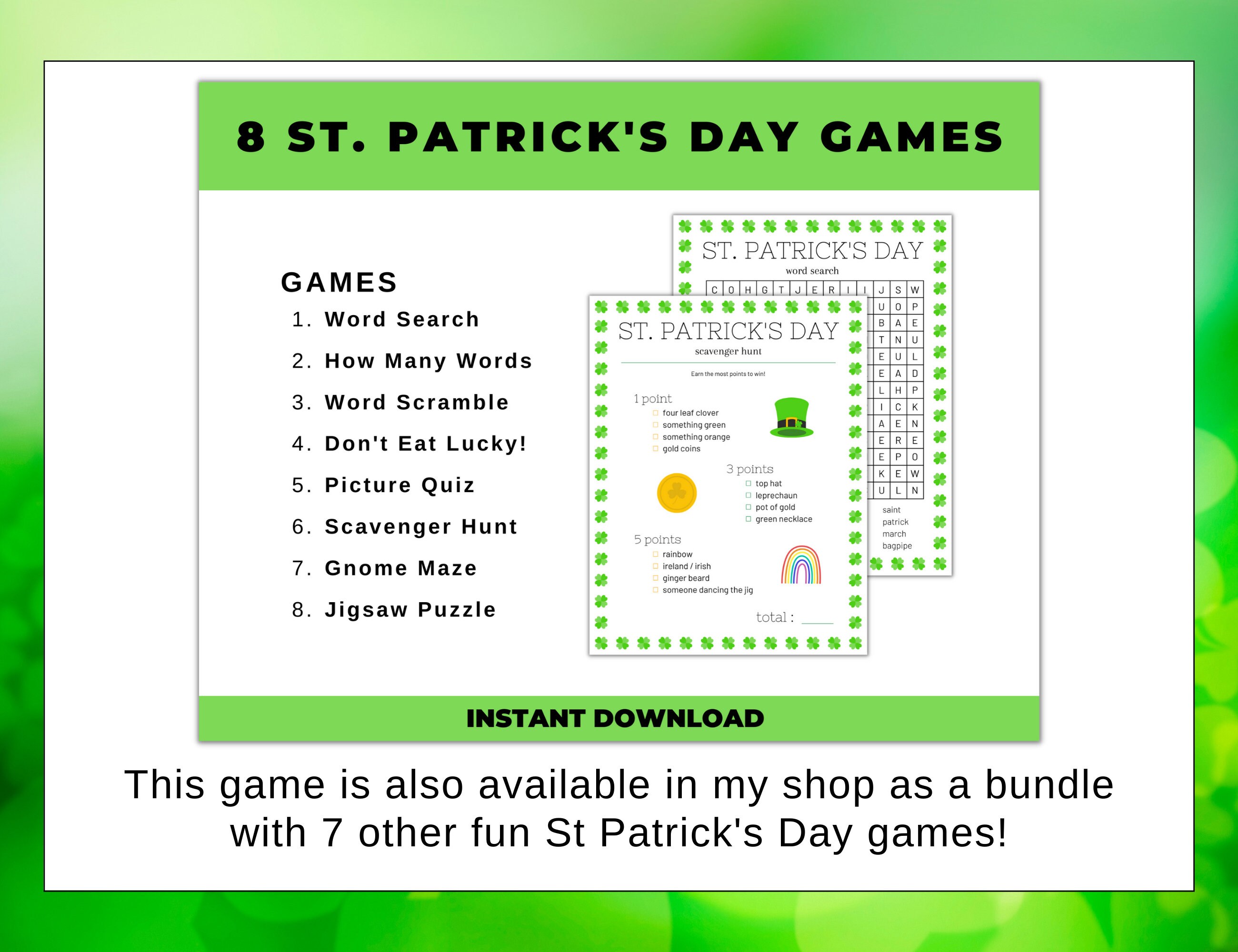 St Patrick's Day Word Scramble Game Printable With Answer Key - Etsy Canada