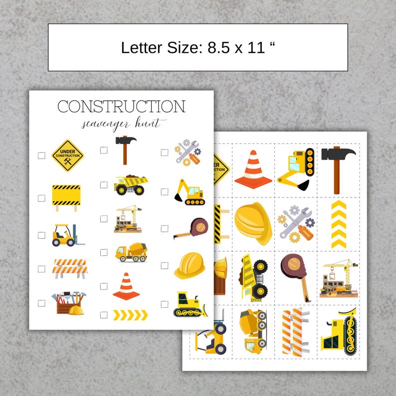 Construction Party Scavenger Hunt With Pictures, Themed Kids Birthday ...