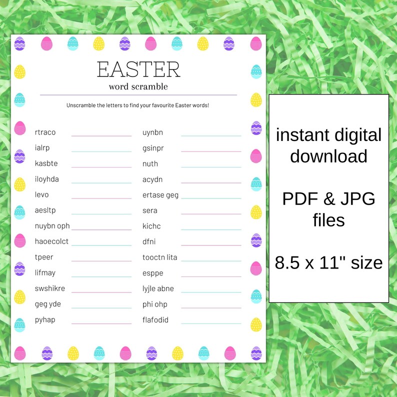 Easter Word Scramble Printable Game With Answer Key - Etsy Canada