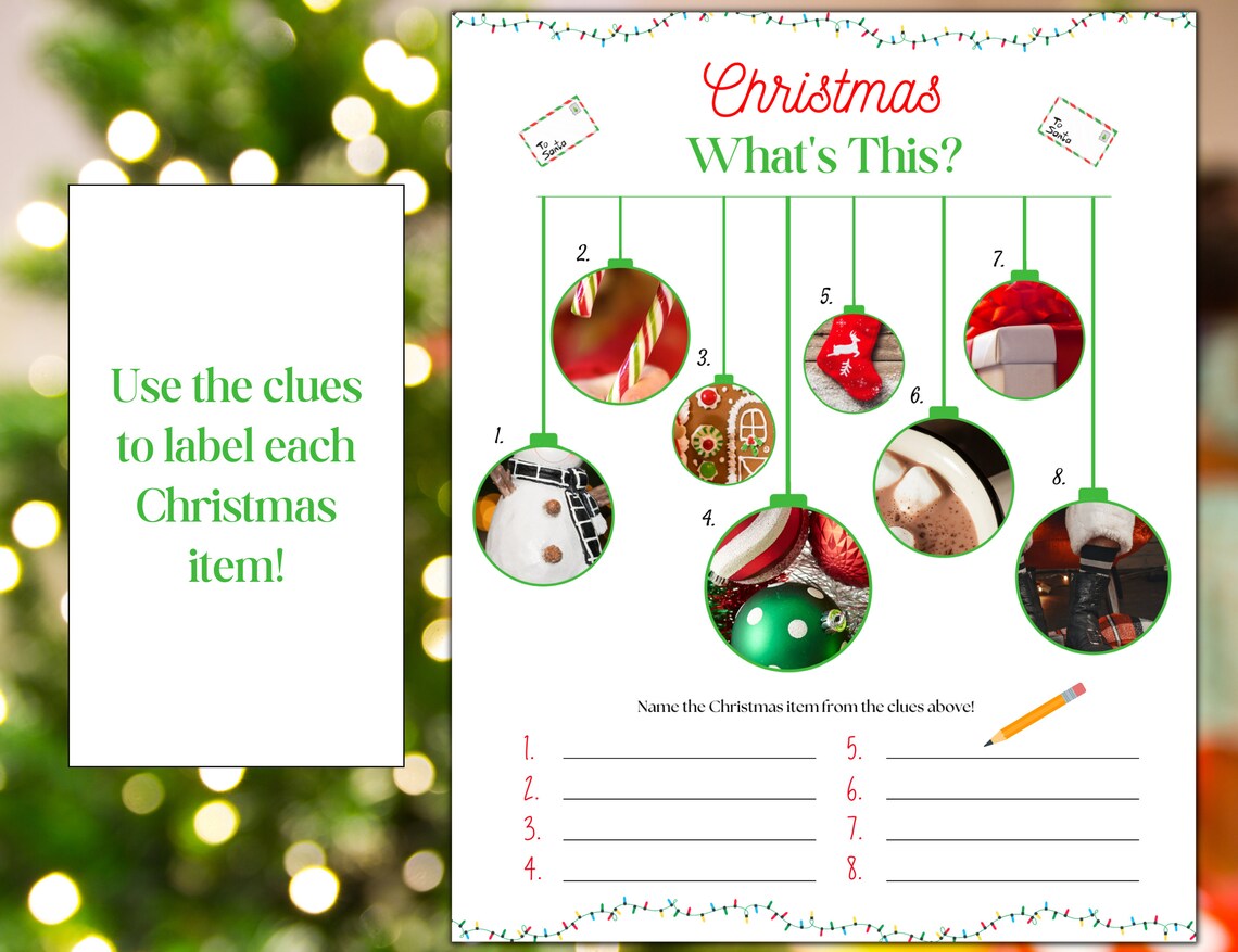 Christmas Picture Quiz Printable Game - Etsy
