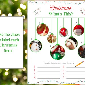 Christmas Picture Quiz Printable Game - Etsy