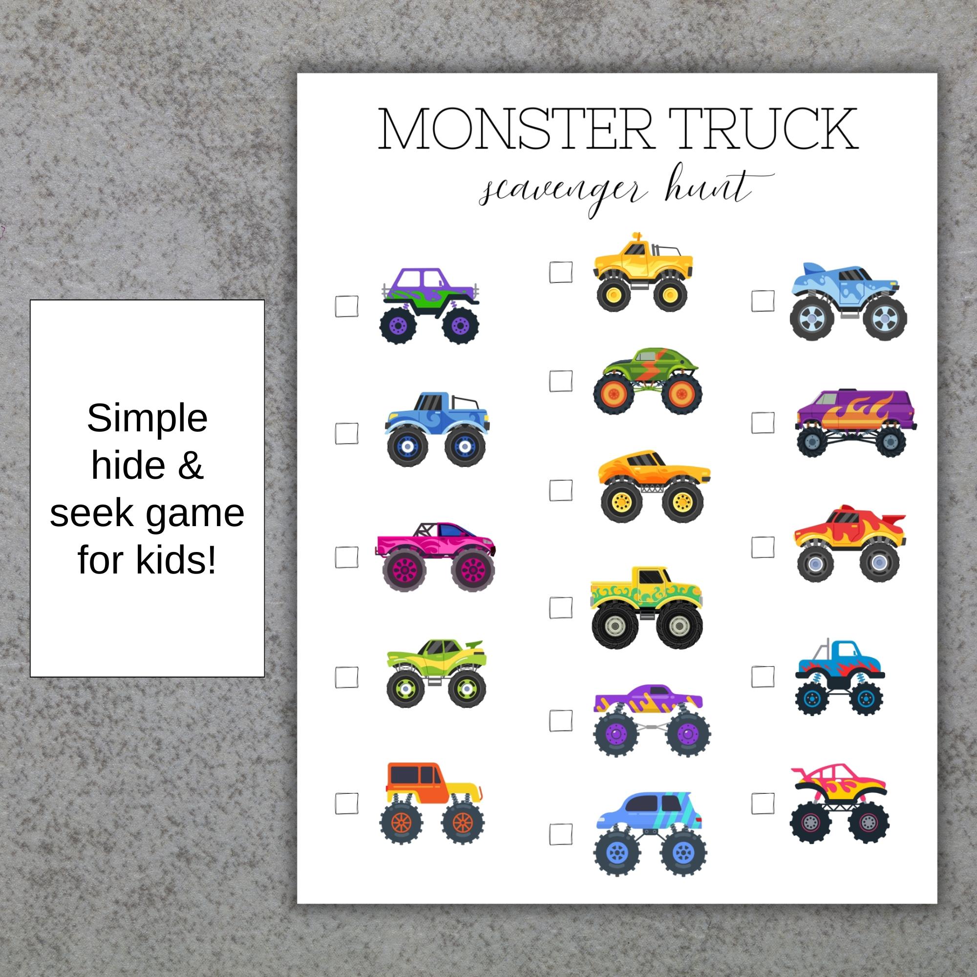 Monster Truck Party Scavenger Hunt With Pictures, Themed Kids Birthday ...