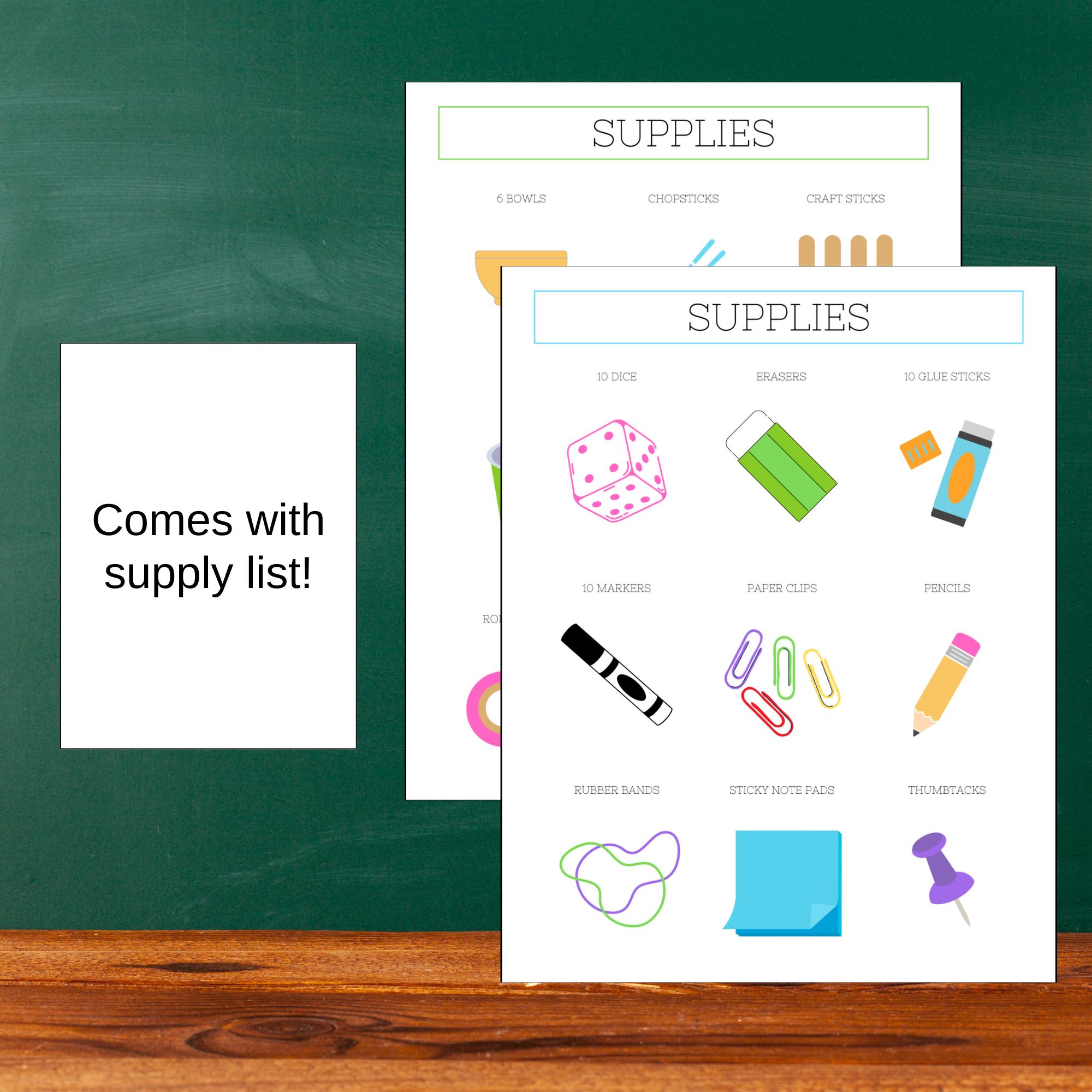 Classroom Minute to Win It Printable Game Ideas With Supply List and ...