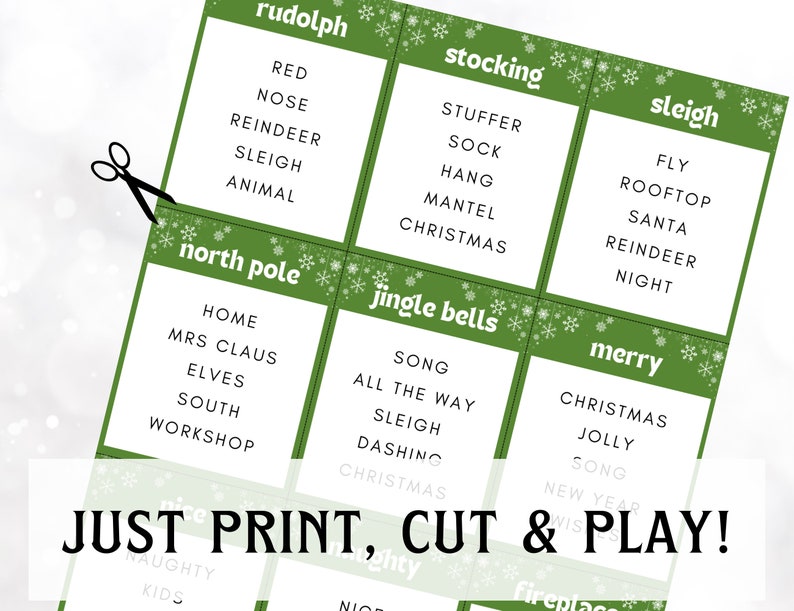 Christmas Holiday Taboo Game Printable - Etsy