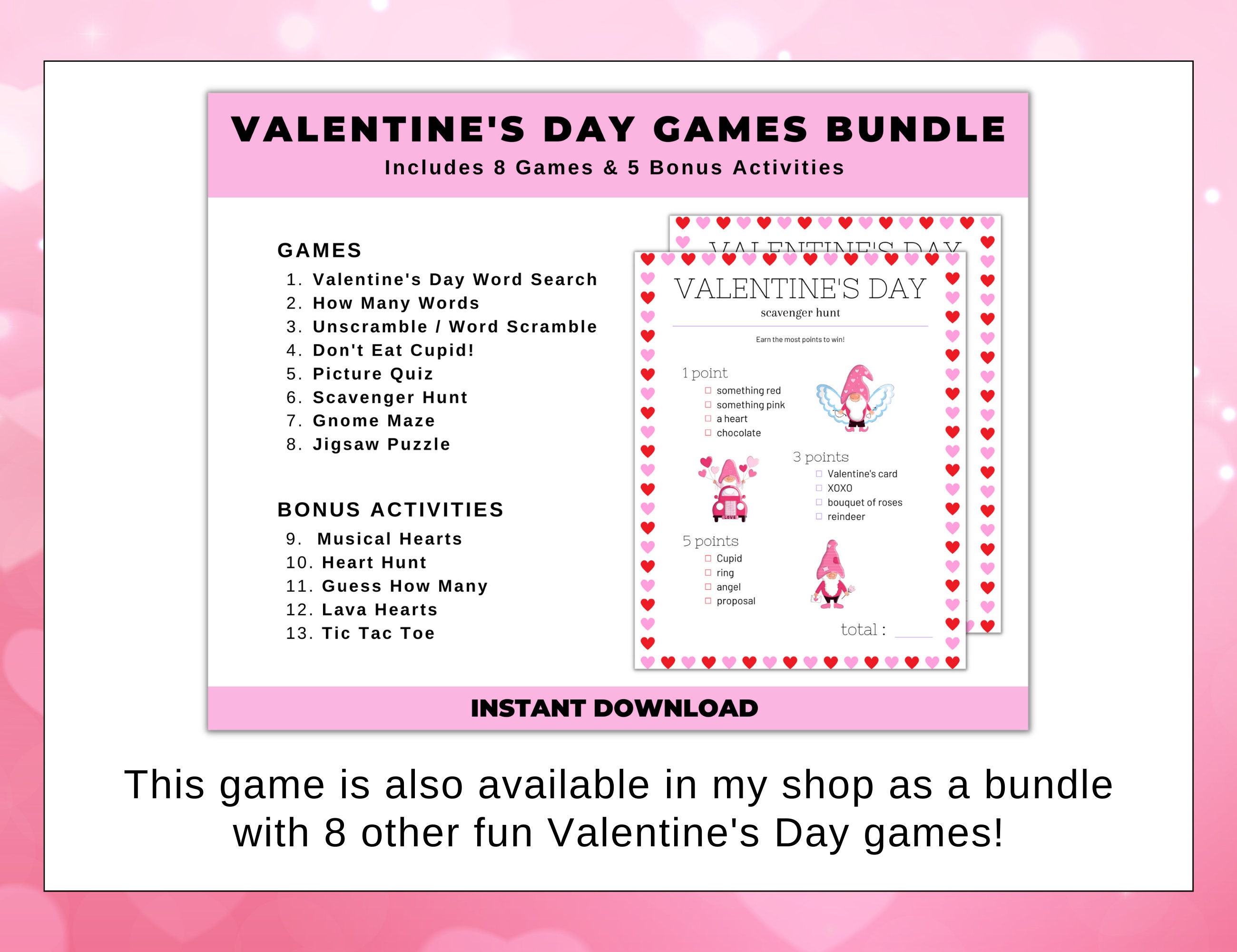 Valentine's Day How Many Words Printable Game - Etsy