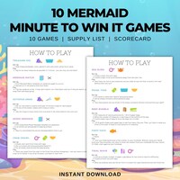 Birthday Party Game, Mermaid Bingo Cards, Under the Sea Party Theme ...