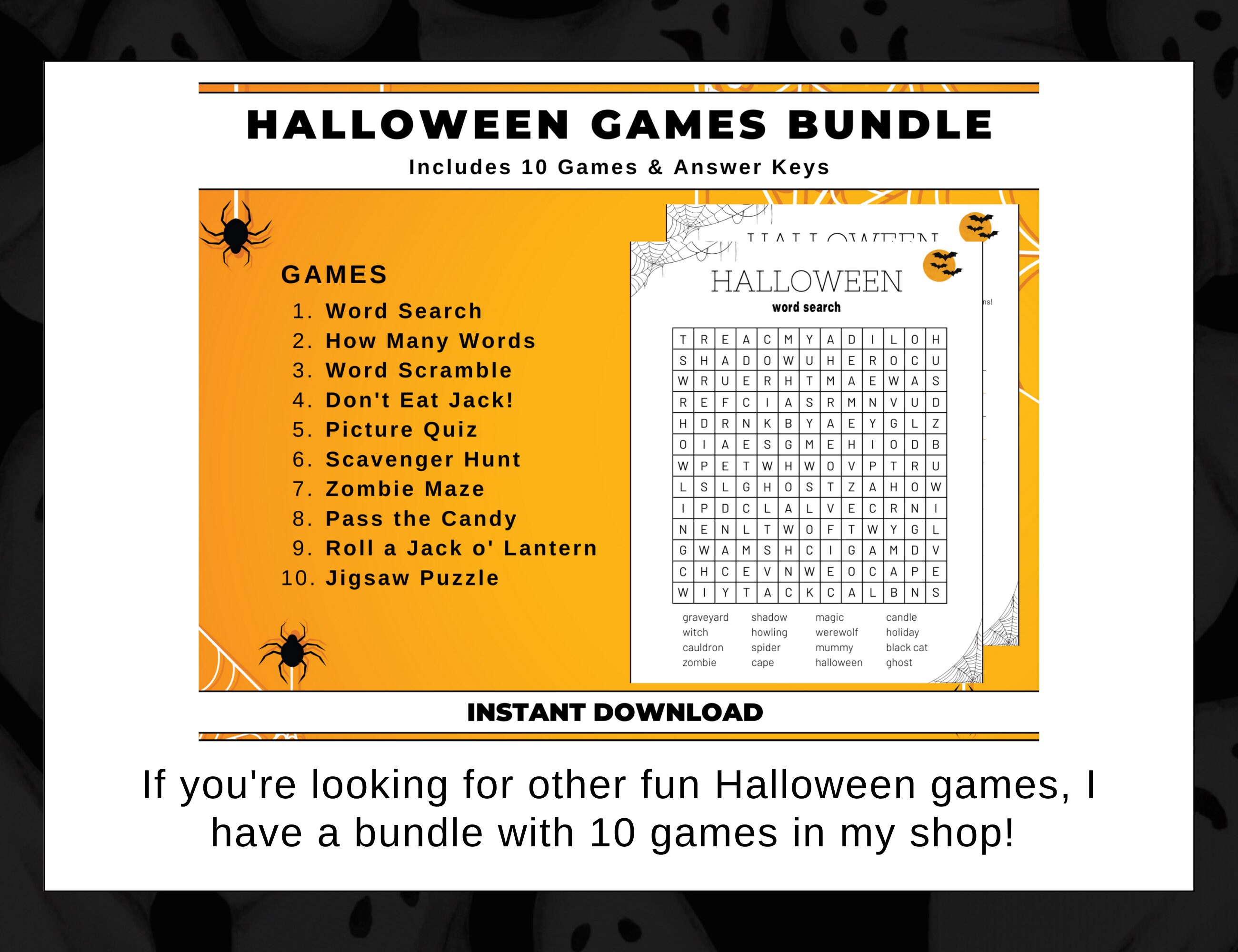 Halloween Minute to Win It Printable Game Ideas With Supply List and ...