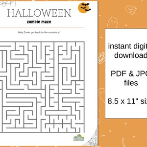 Halloween Zombie Maze Printable Game With Answer Key - Etsy
