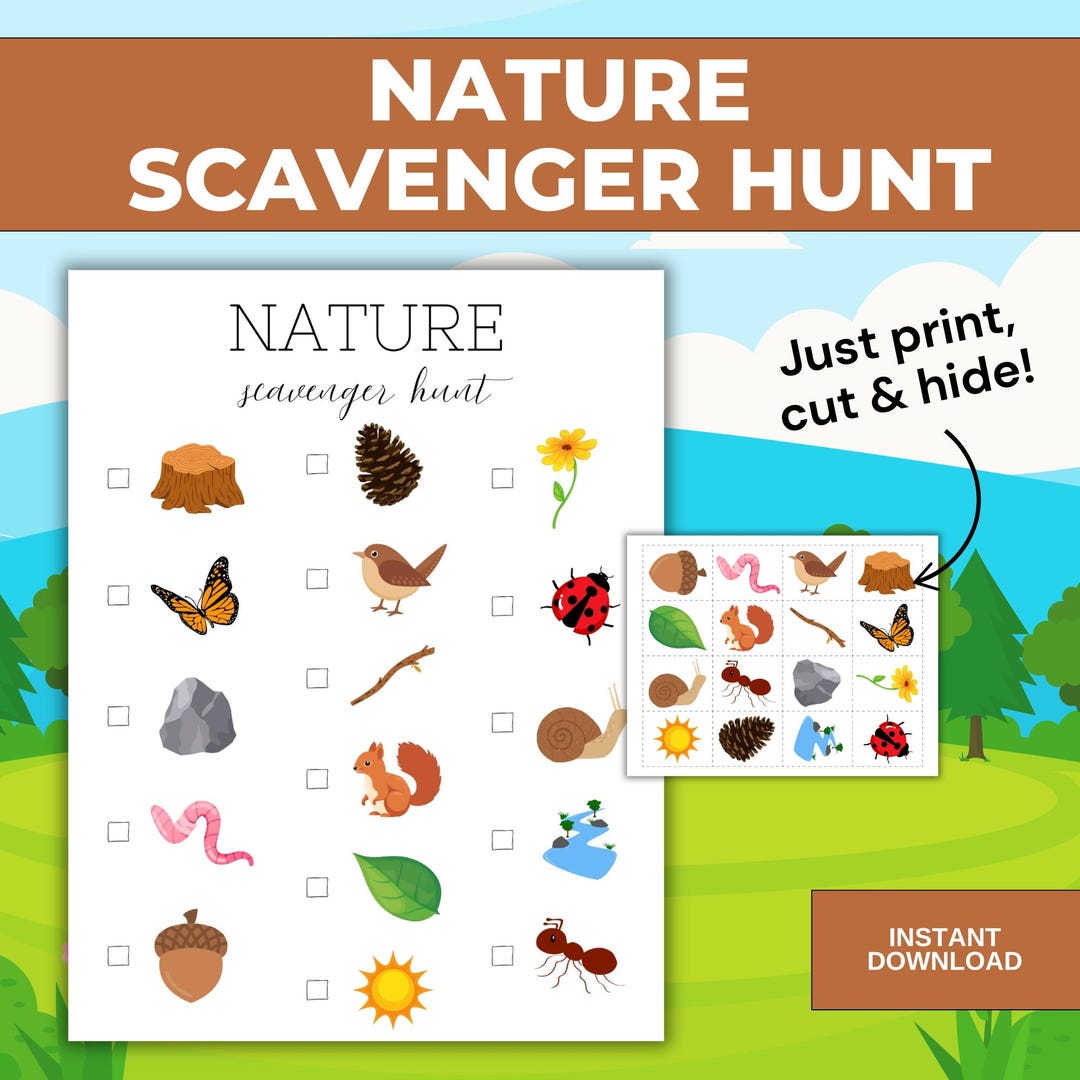 Nature Scavenger Hunt With Pictures, Nature Walk, Unit Study, Classroom ...