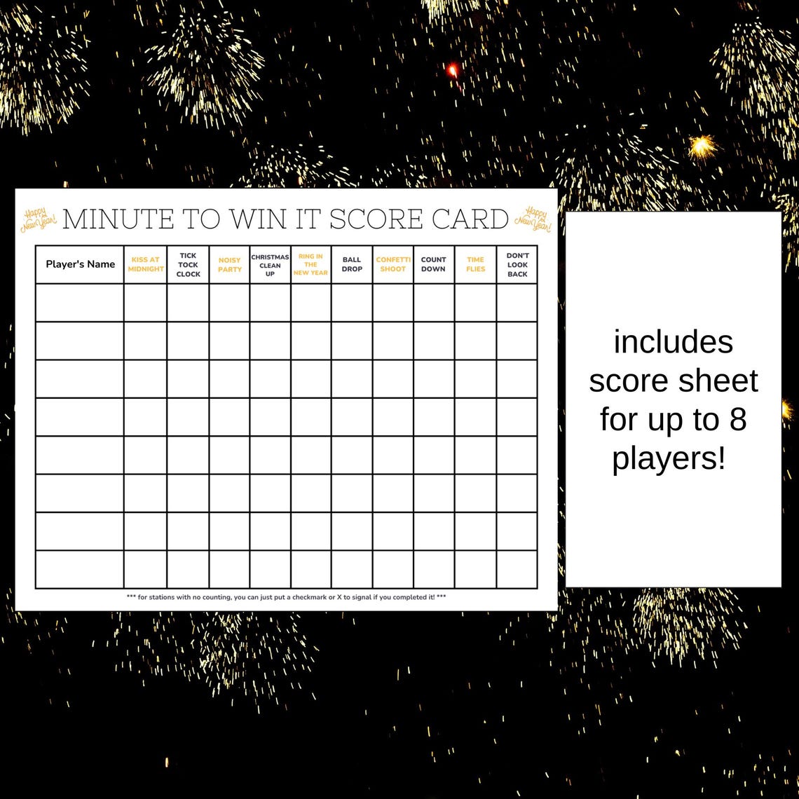New Years Eve Minute to Win It Printable Game Ideas With Supply List ...