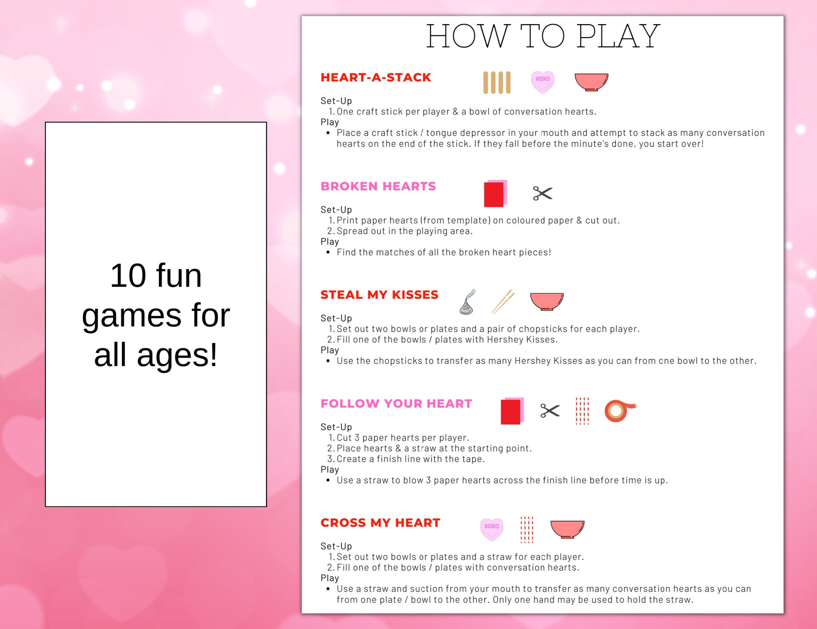 Valentine's Day Minute to Win It Printable Game Ideas With Supply List ...
