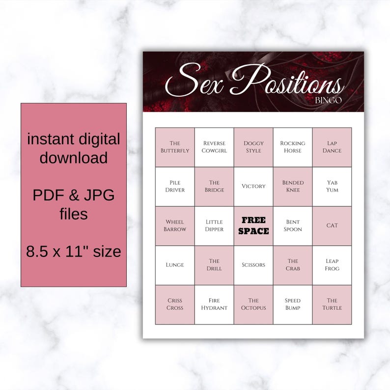 Sex Position Bingo Card Printable, Sex Games, Date Night, Couples Valentine's Day - Etsy
