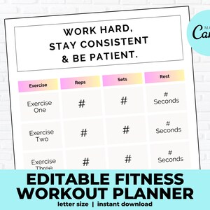 Fitness Workout Planner Printable Template - Etsy