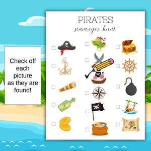 Pirates Party Scavenger Hunt With Pictures, Themed Kids Party ...