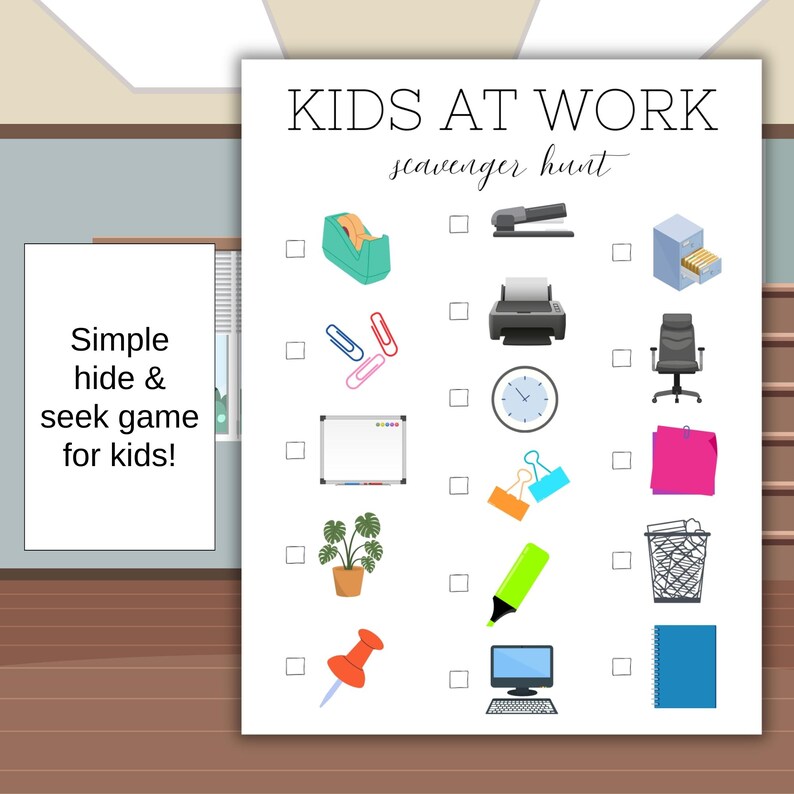 Take Your Child to Work Day Printable Scavenger Hunt Game - Etsy