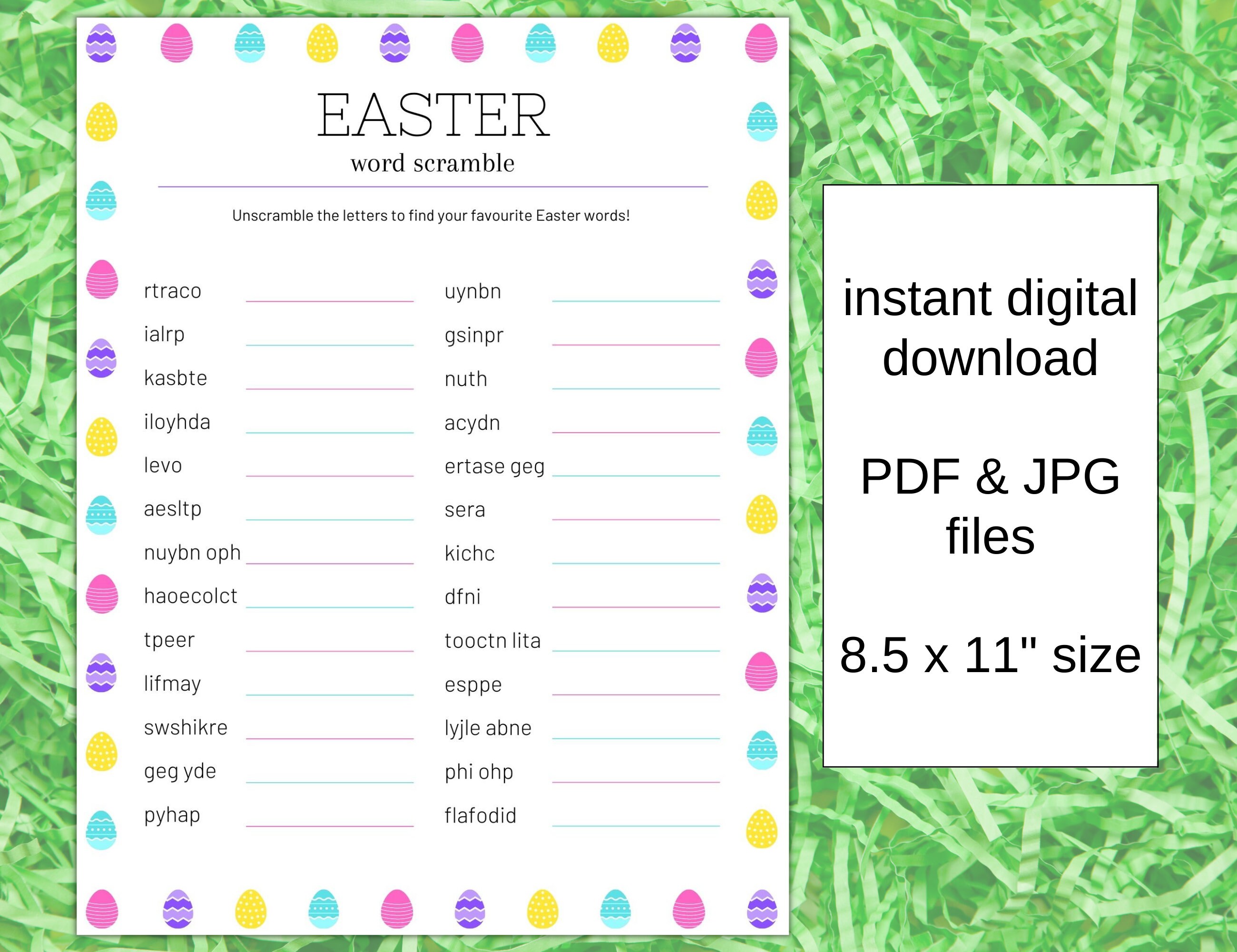Easter Word Scramble Printable Game With Answer Key - Etsy
