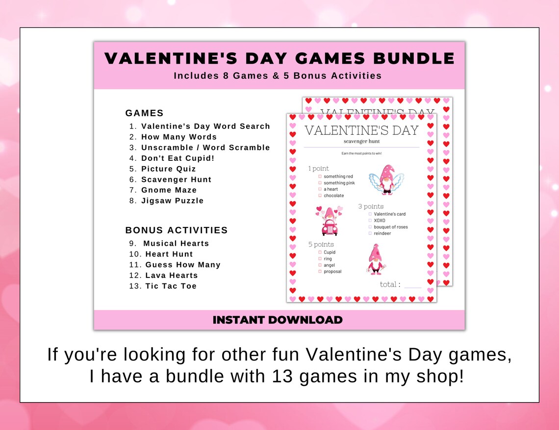 Valentine's Day Minute to Win It Printable Game Ideas With - Etsy
