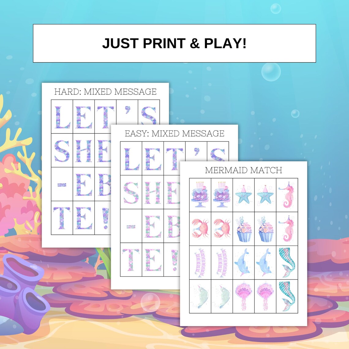 Mermaid Minute to Win It Printable Game Ideas With Supply List and ...