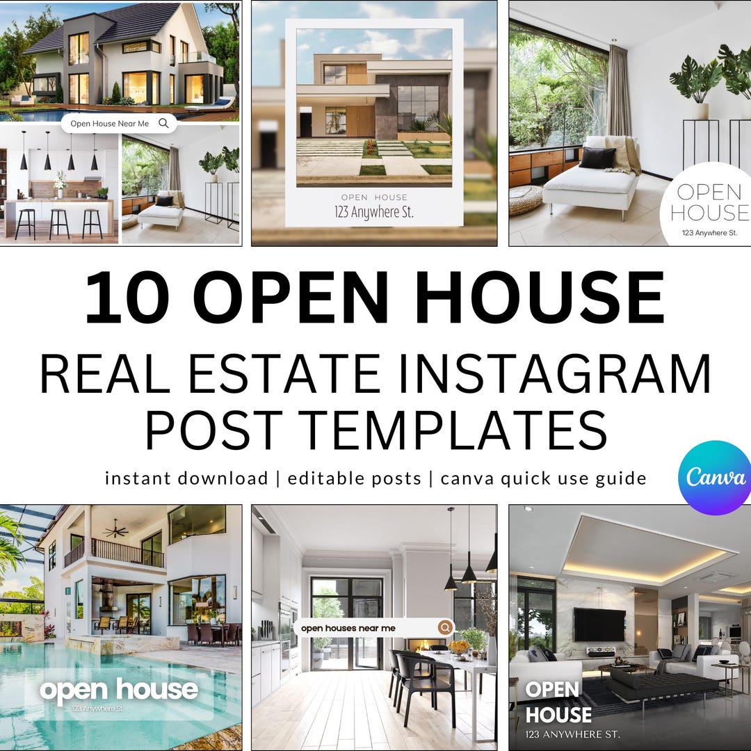 Luxury Open House Canva Instagram Post Templates, Instagram Marketing ...