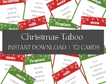 Printable Christmas Holiday Taboo Game Cards Instant Download Game ...