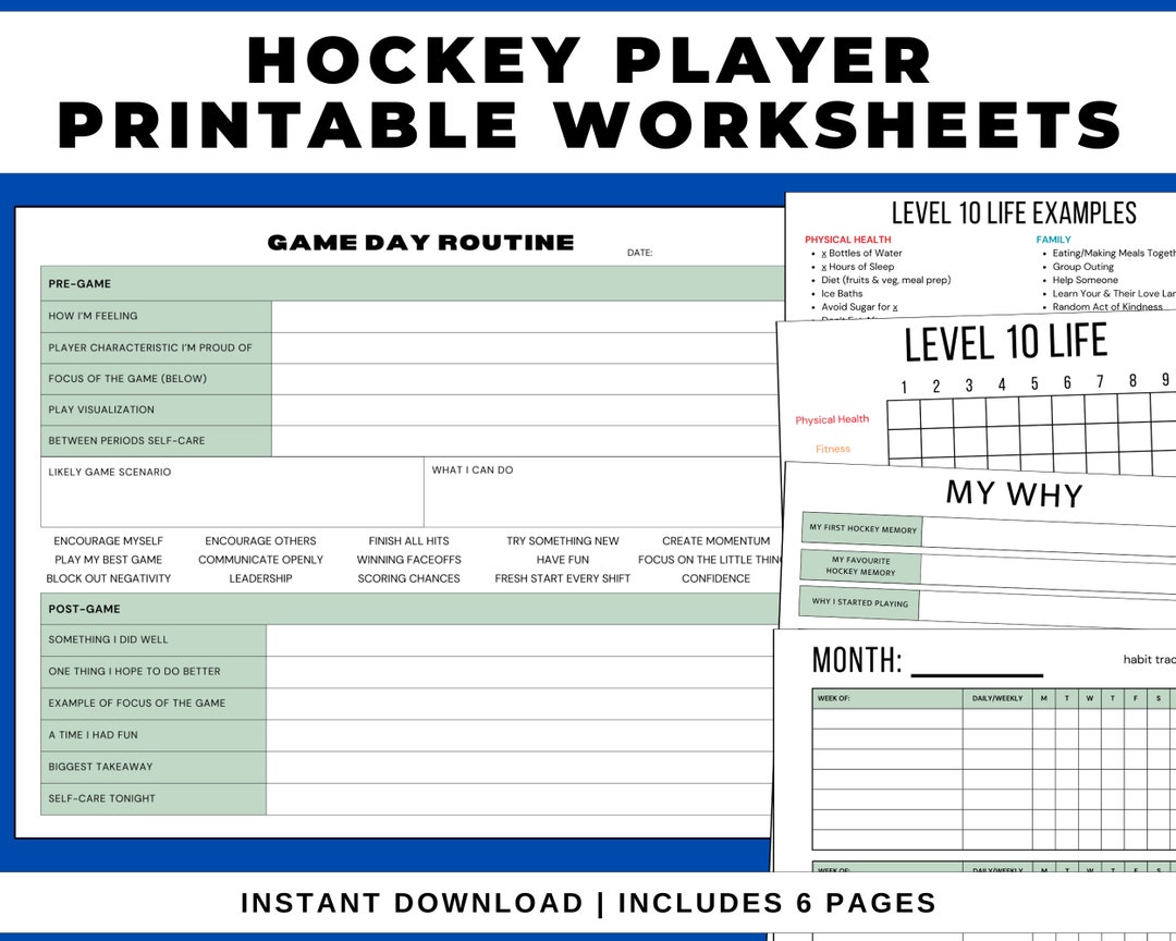 Hockey Player Printable Worksheets Coaches Junior Minor - Etsy