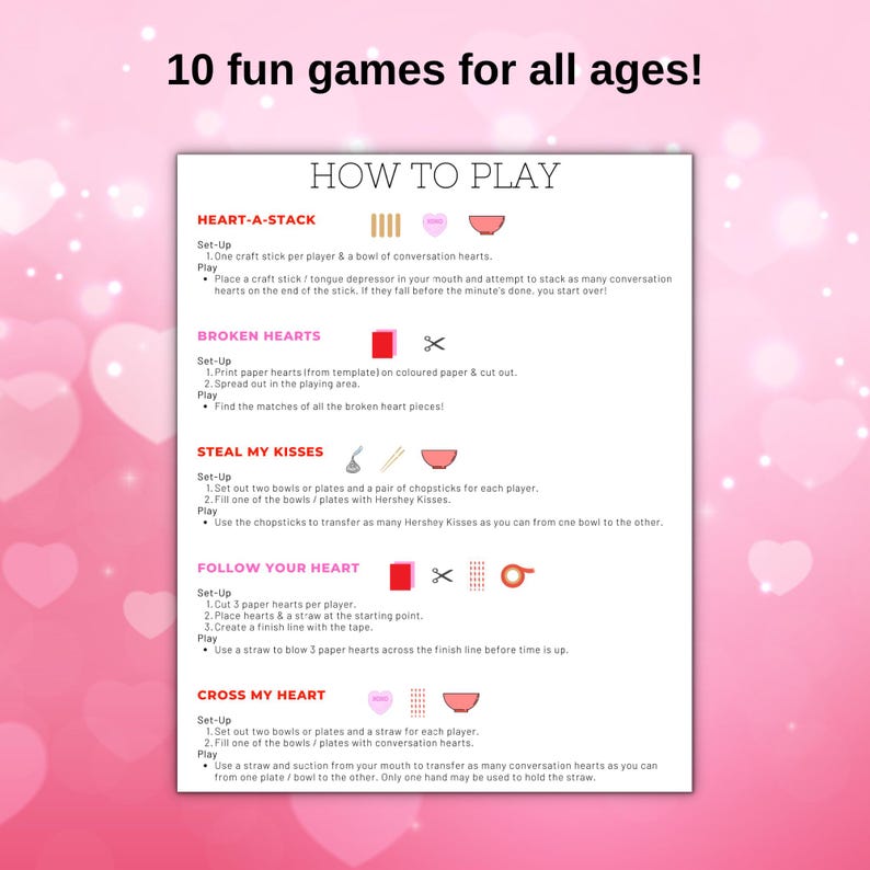 Valentine's Day Minute to Win It Printable Game Ideas With Supply List ...