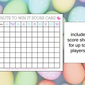 Easter Minute to Win It Printable Game Ideas With Supply List and Score ...