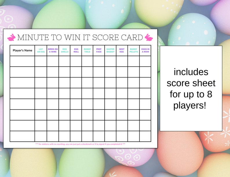 Easter Minute to Win It Printable Game Ideas With Supply List and Score ...