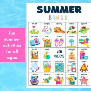 Kids Summer Bingo Activity Sheet, Summer Bucket List, Summer Family ...