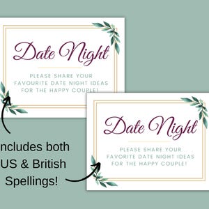 Bridal Party Table Sign Printable, Date Ideas, With Cards - Etsy