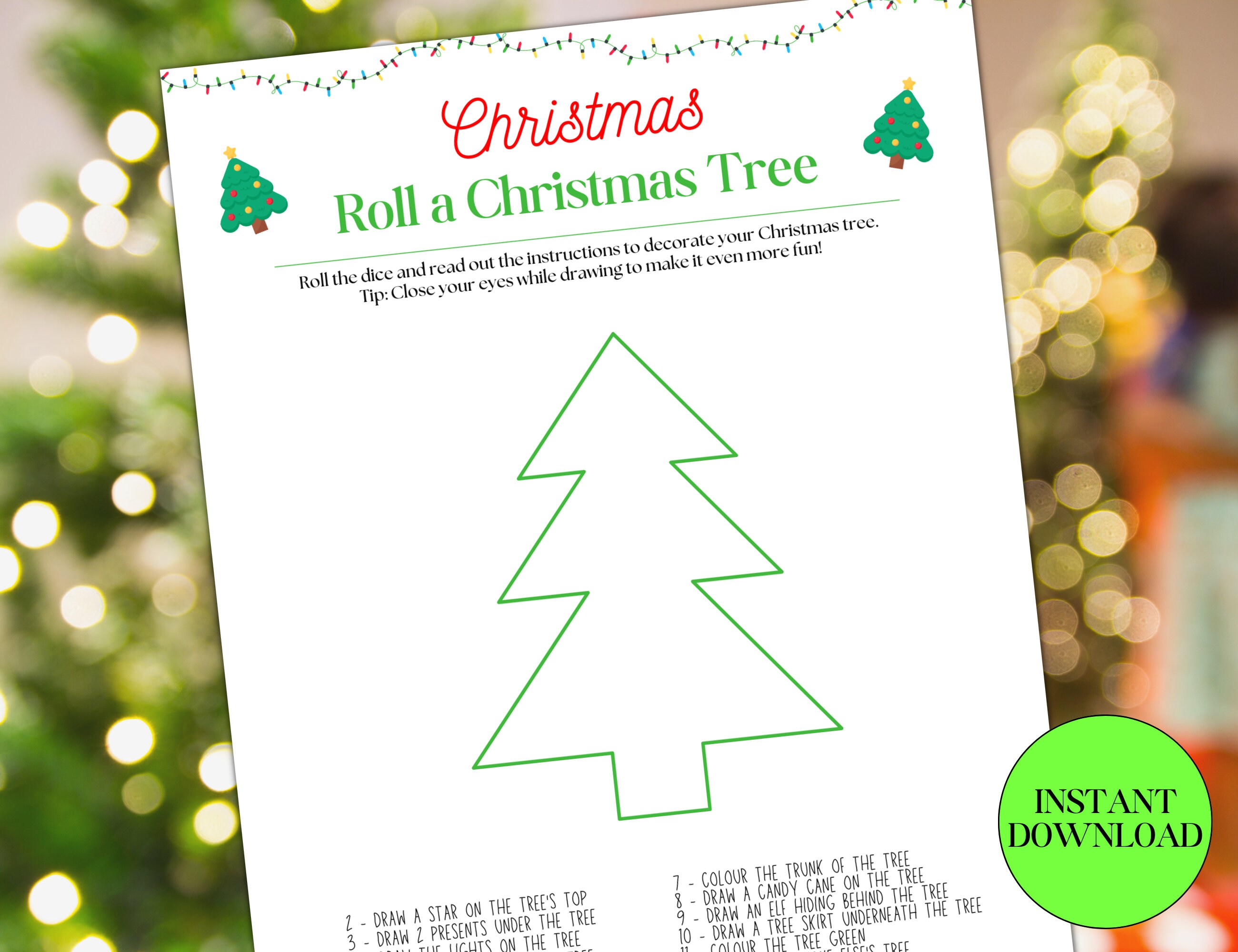 Christmas Roll a Tree Printable Game - Etsy