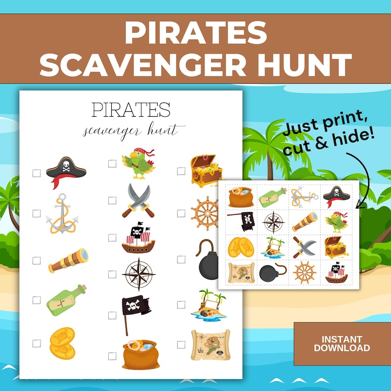 Pirates Party Scavenger Hunt With Pictures, Themed Kids Party ...