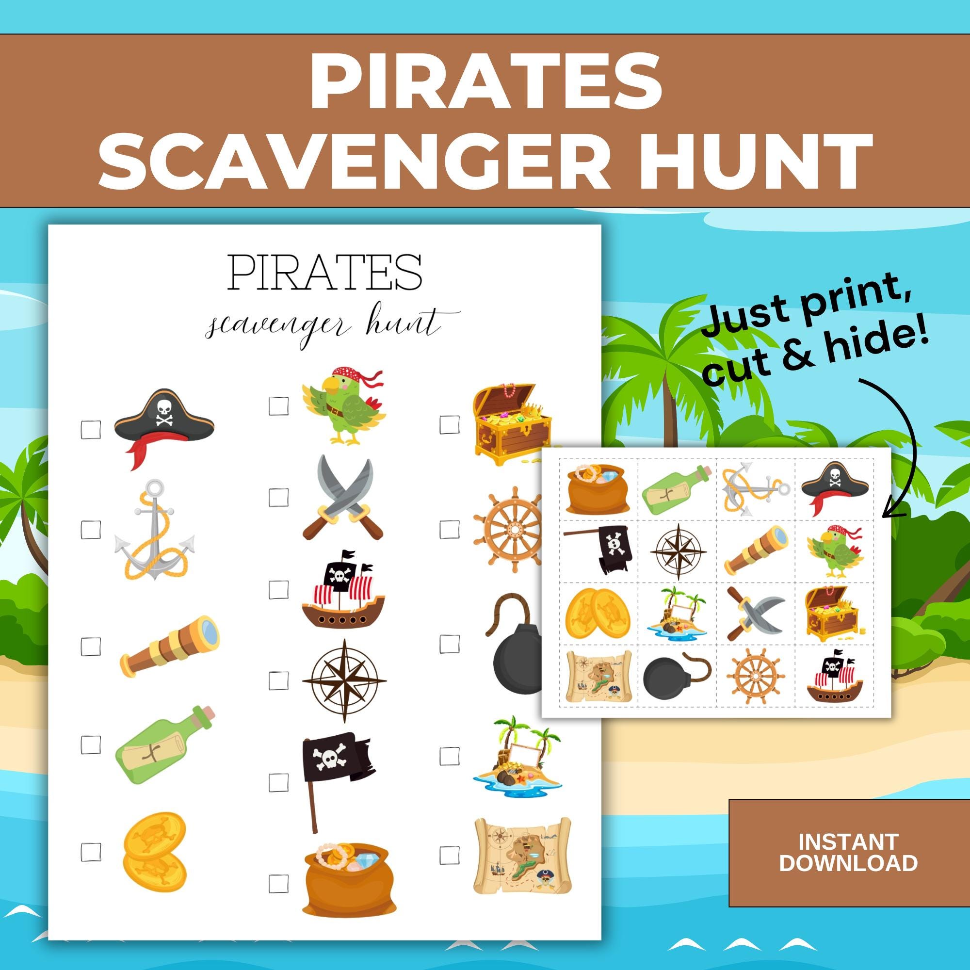 Pirates Party Scavenger Hunt With Pictures, Themed Kids Party ...