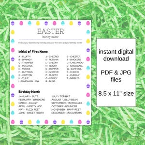 What's Your Bunny Name Easter Printable Activity - Etsy