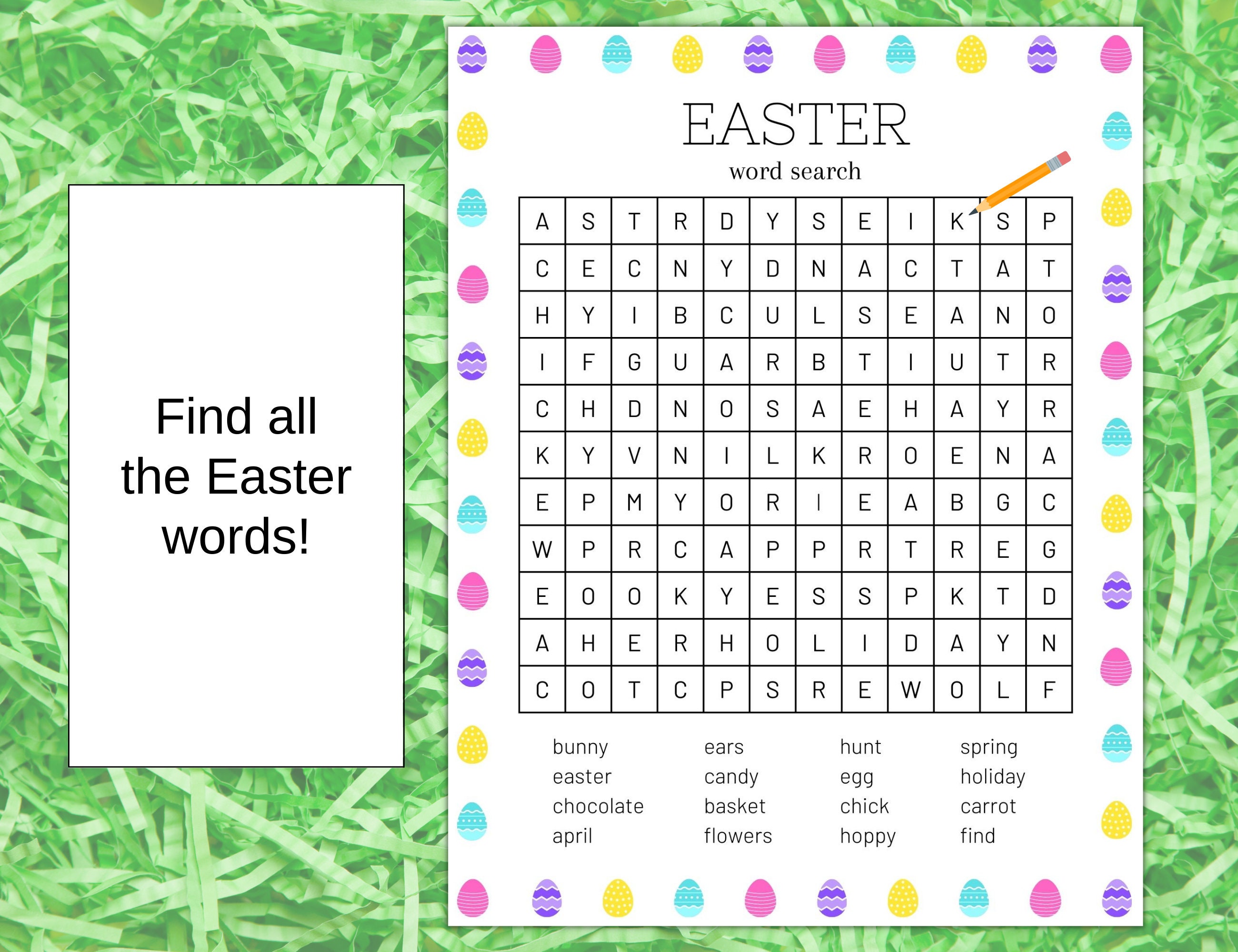 Easter Word Search Printable Game With Answer Key - Etsy