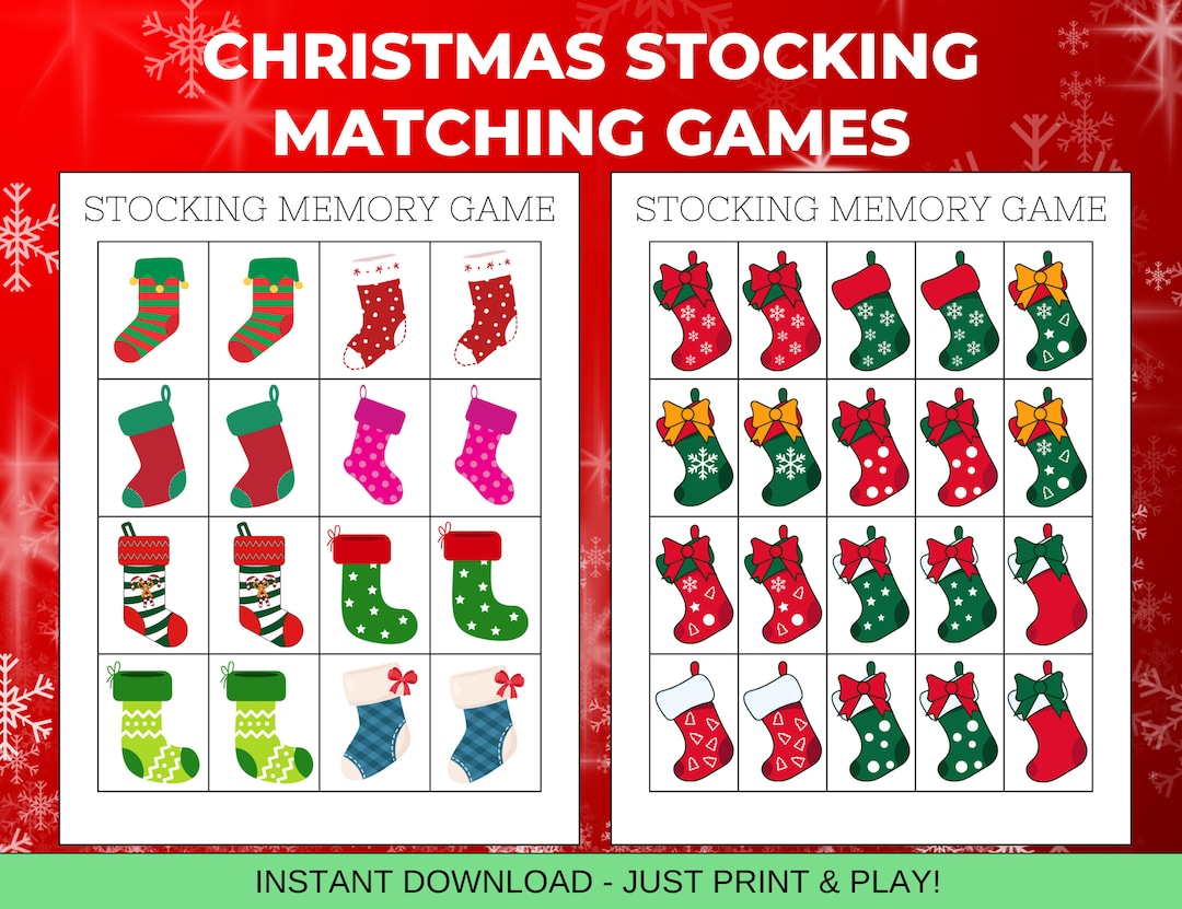 Christmas Stockings Matching Memory Game - Etsy