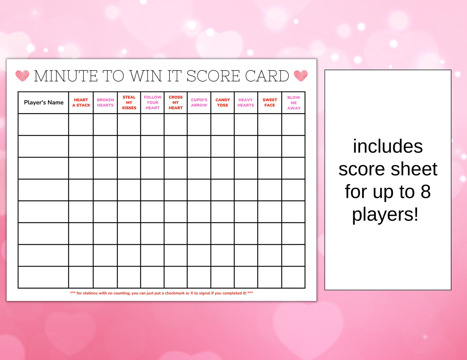 Valentine's Day Minute to Win It Printable Game Ideas With - Etsy