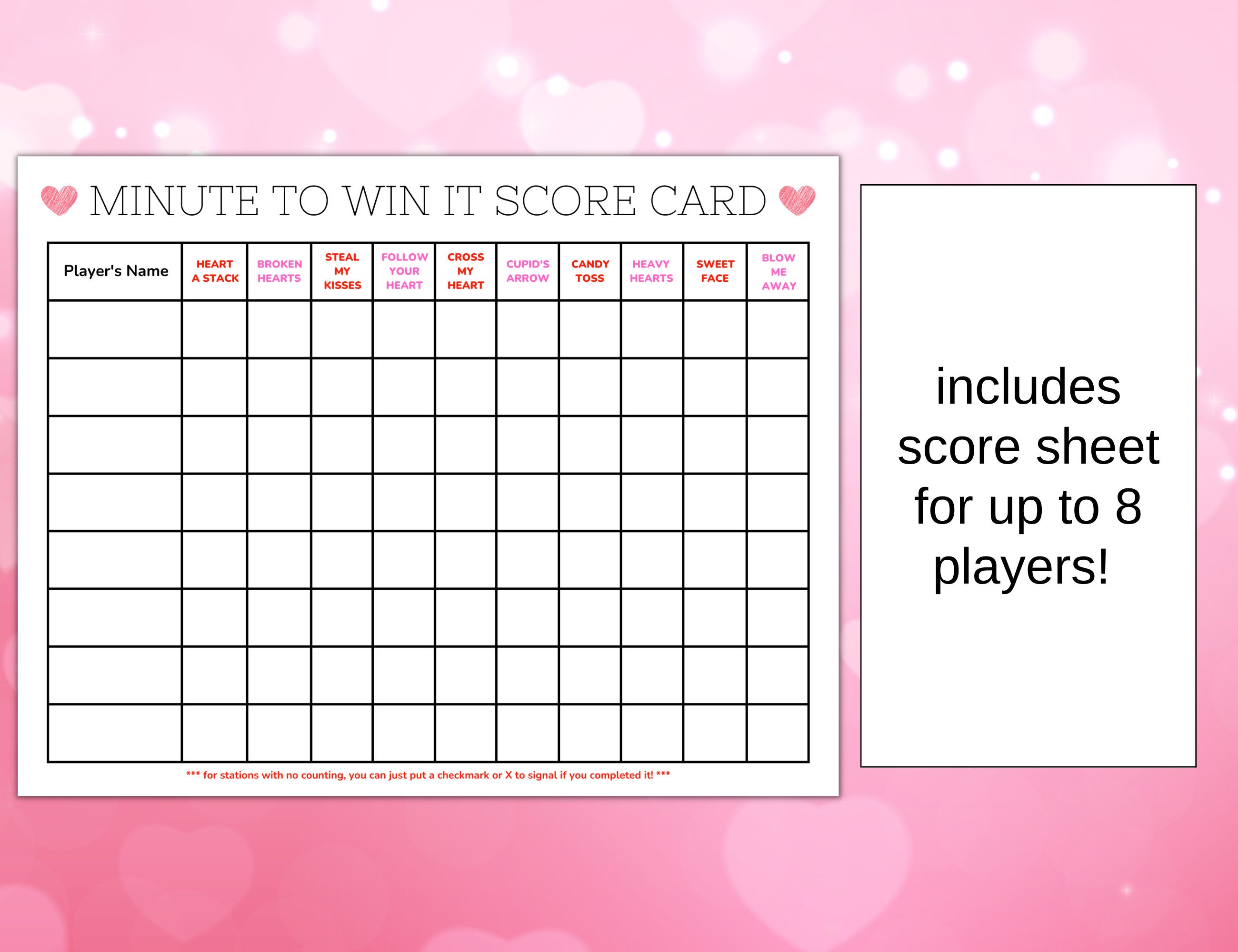 Valentine's Day Minute to Win It Printable Game Ideas With - Etsy