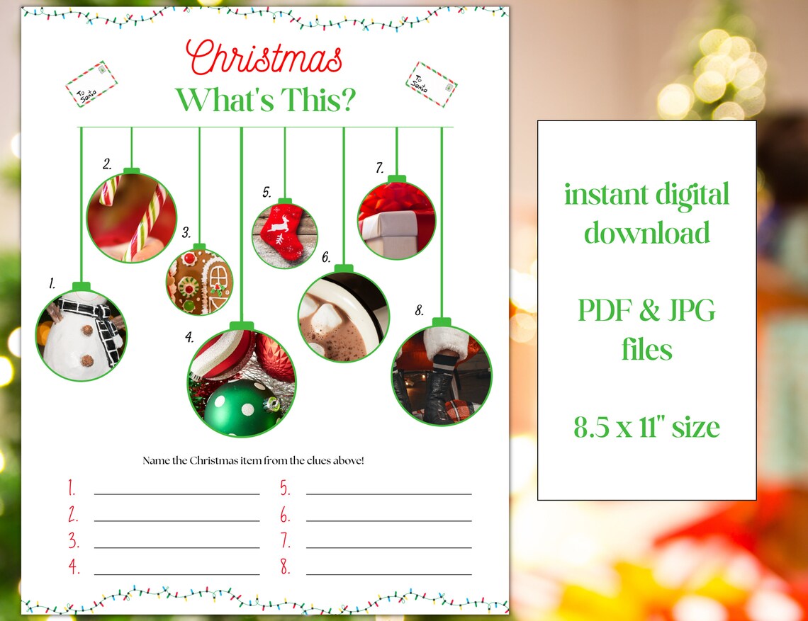 Christmas Picture Quiz Printable Game - Etsy