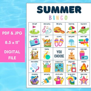 Kids Summer Bingo Activity Sheet, Summer Bucket List, Summer Family ...