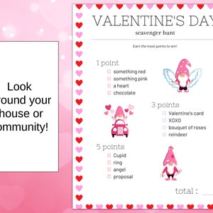 Valentine's Day Scavenger Hunt Printable Game - Etsy