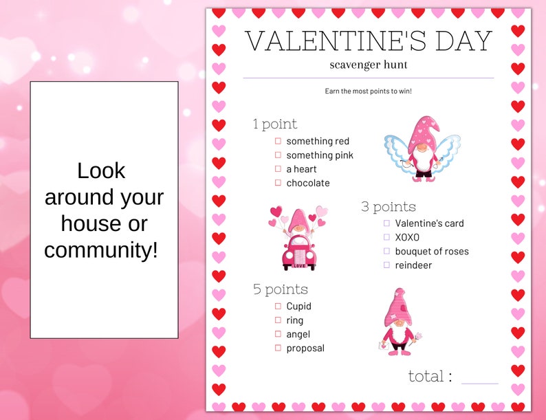 Valentine's Day Scavenger Hunt Printable Game - Etsy