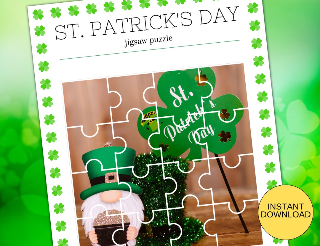 St Patrick's Day Picture Puzzle Printable Game - Etsy