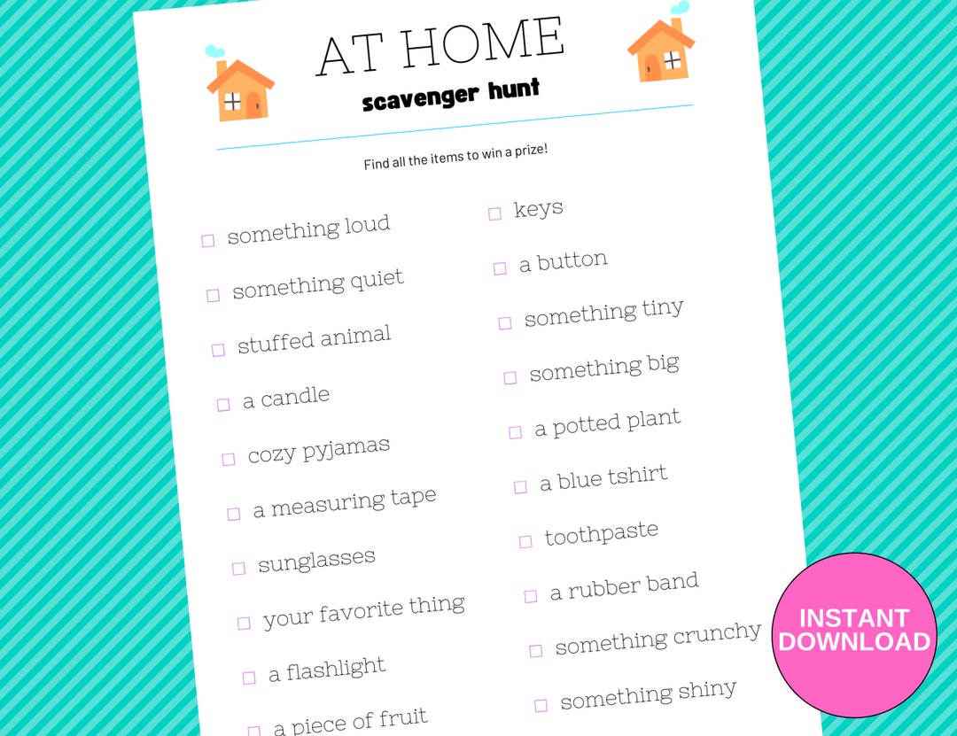 Indoor Scavenger Hunt Printable Game, at Home, Homeschool - Etsy