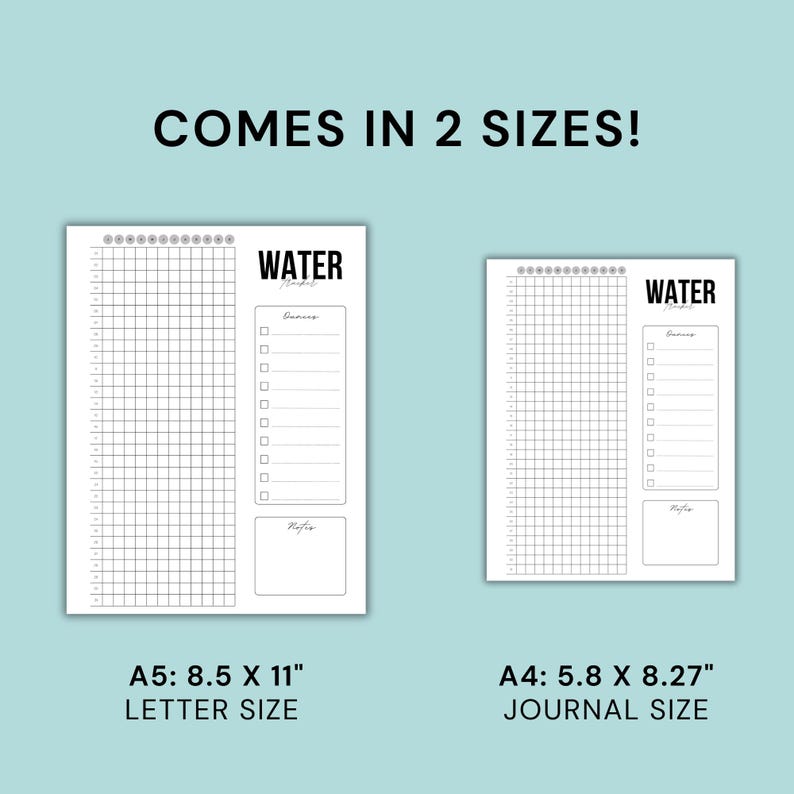 Water Journal Tracker, Year in Pixels, Printable Journal Page Template ...