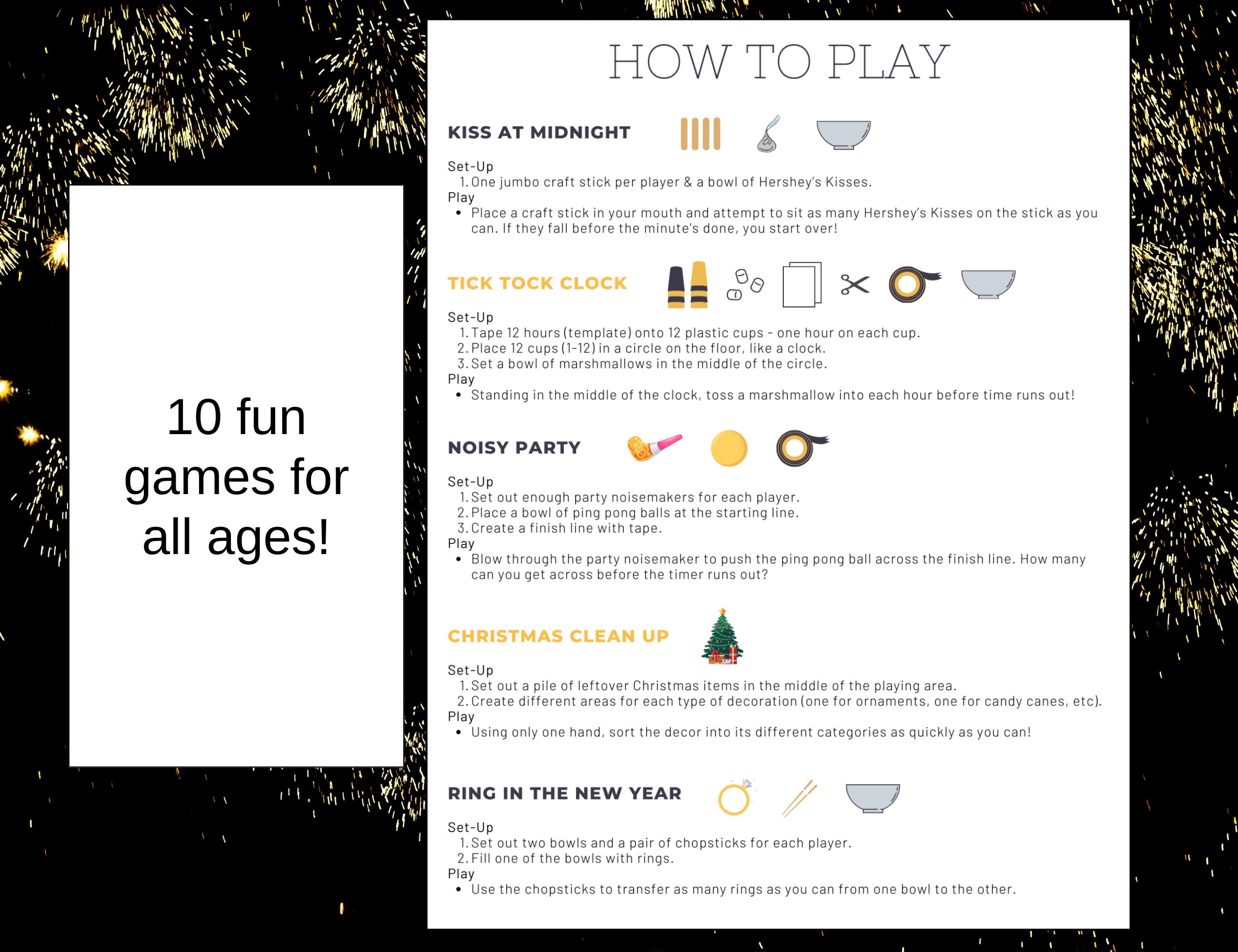 New Years Eve Minute to Win It Printable Game Ideas With Supply List ...