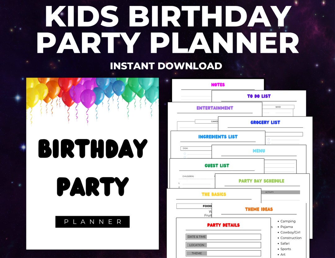 Kids Birthday Party Planner Printable - Etsy