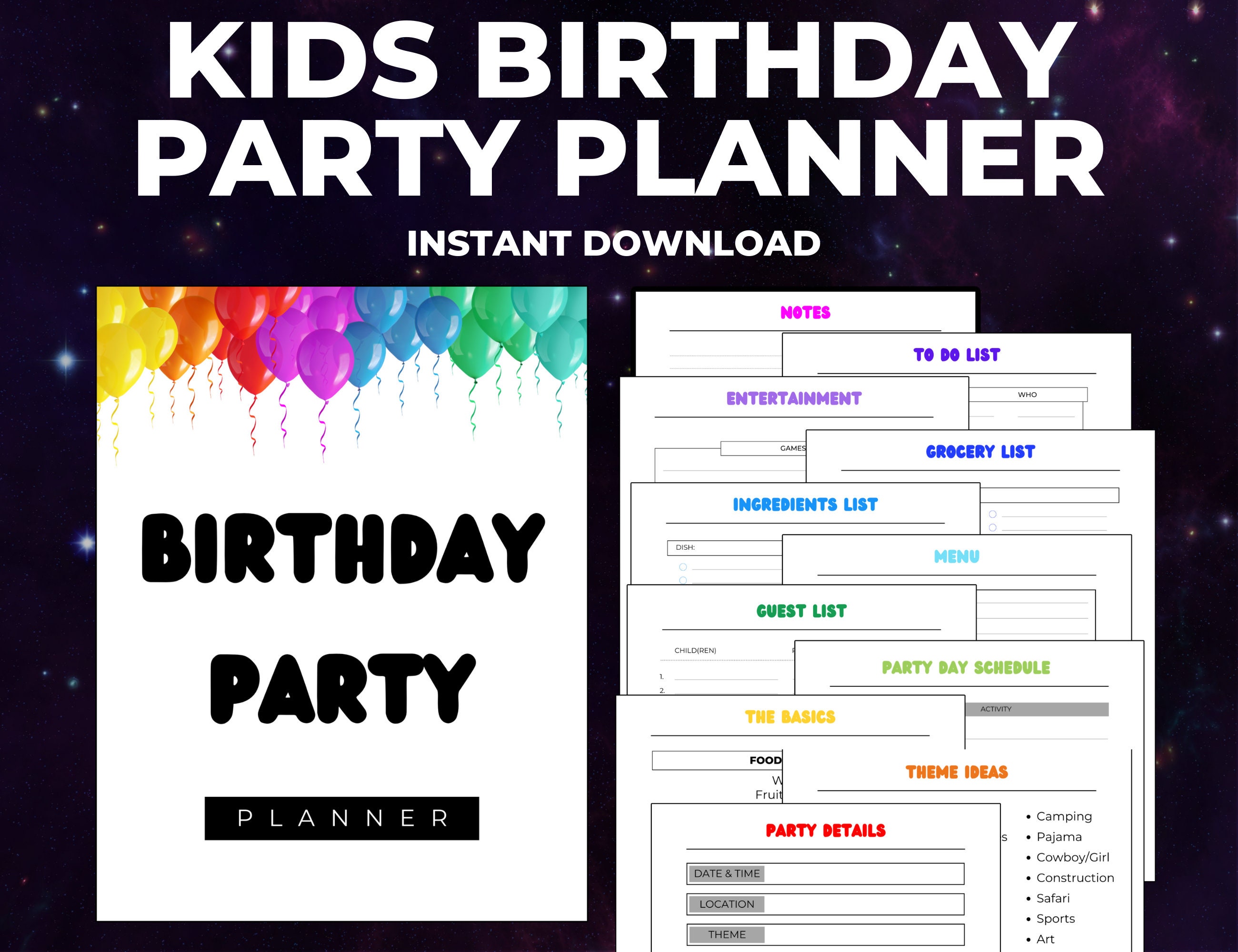 Kids Birthday Party Planner Printable - Etsy