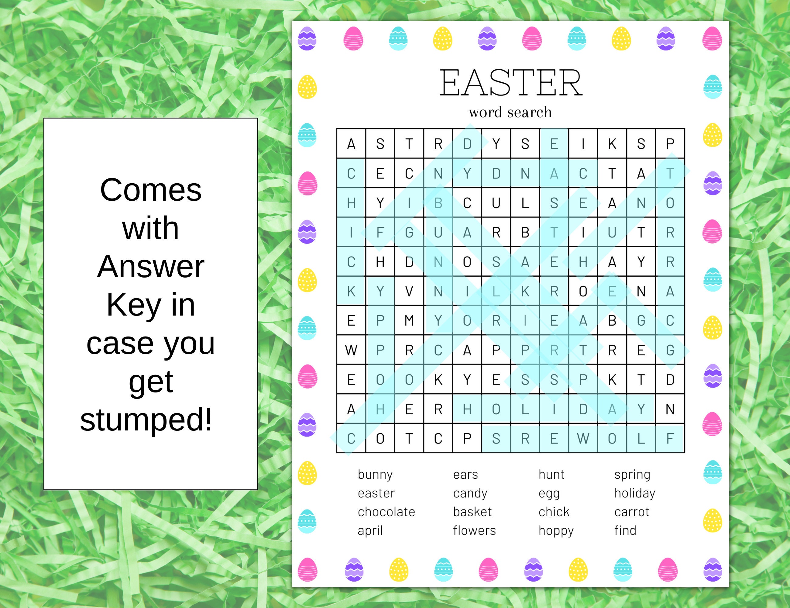 Easter Word Search Printable Game With Answer Key - Etsy